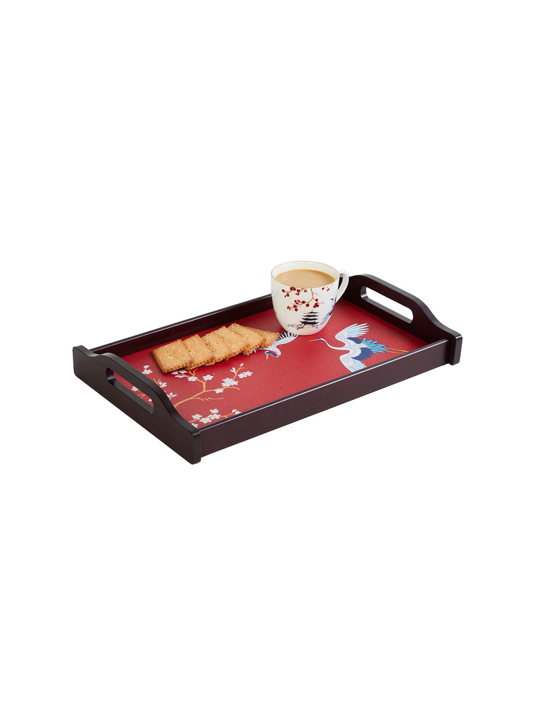 Buy Home Centre Red Printed Wooden Serving Tray - Serveware for Unisex ...