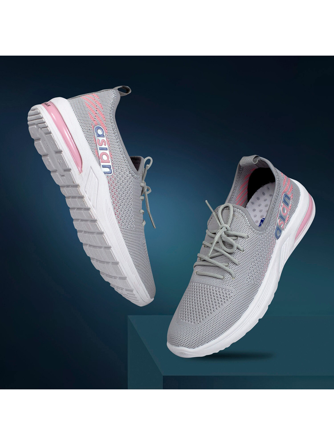 Buy ASIAN Women Grey Woven Design Lightweight Sneakers - Casual Shoes ...