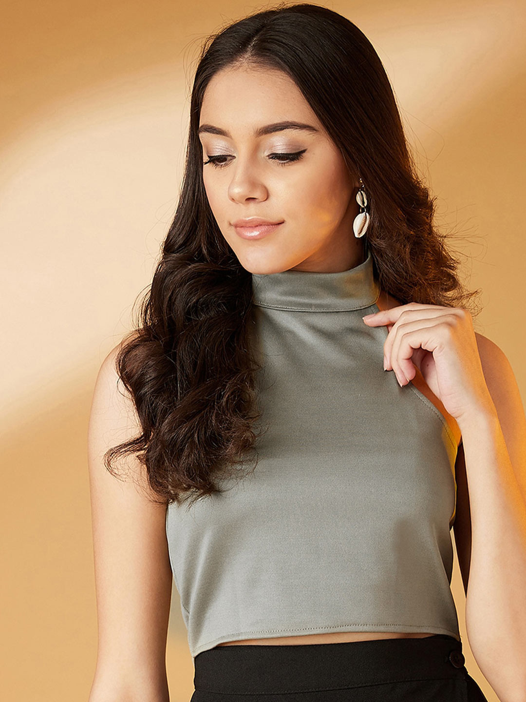 Buy CHIMPAAANZEE Green Halter Neck Crop Top - Tops for Women 17891674 ...