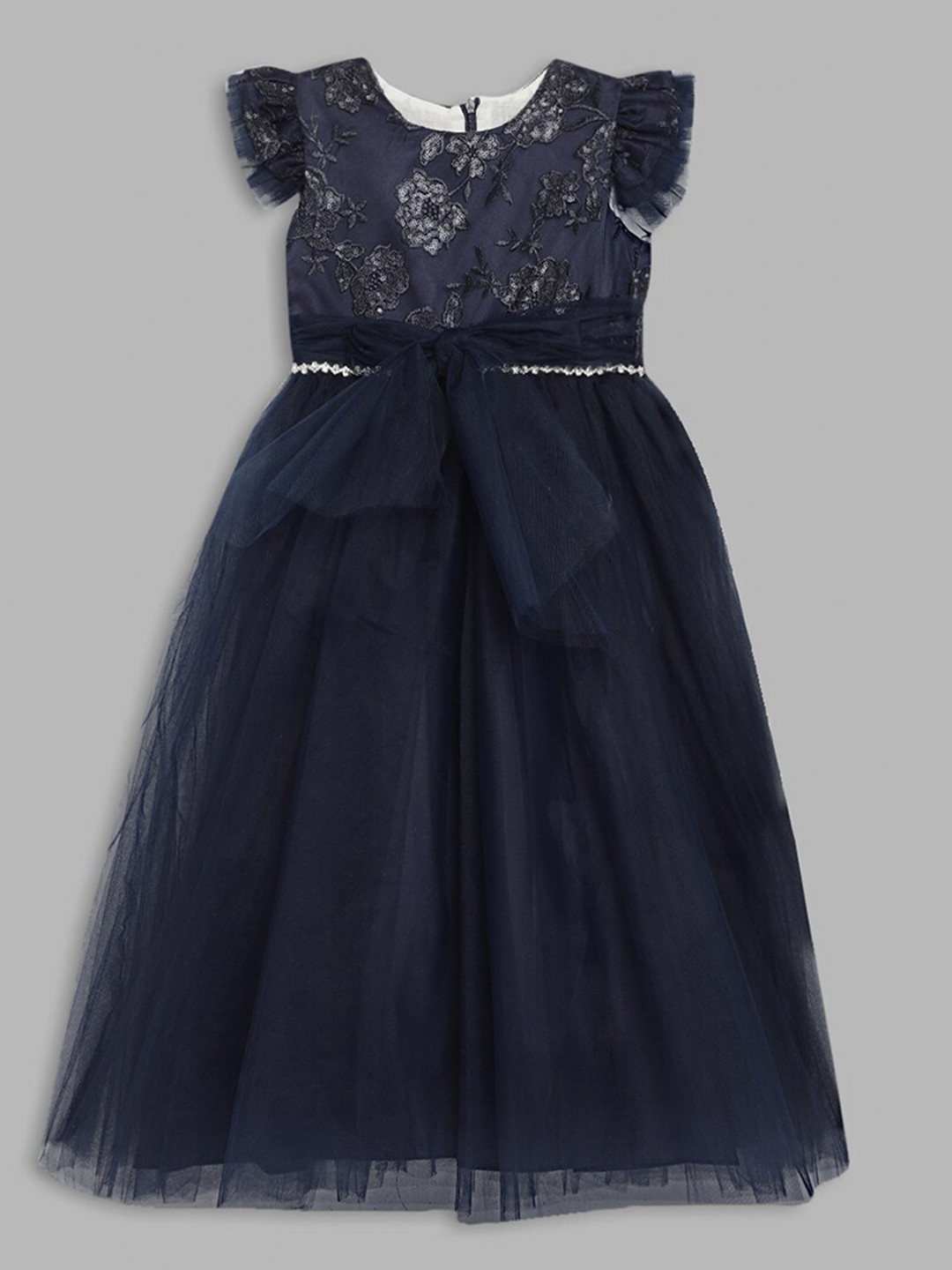Buy Butterfly Blush Girls Navy Blue Embellished Dress - Dresses for ...