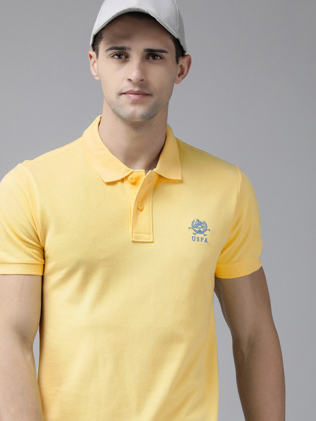 Buy U S Polo Assn Men Yellow Polo Collar Pure Cotton T Shirt - Tshirts ...