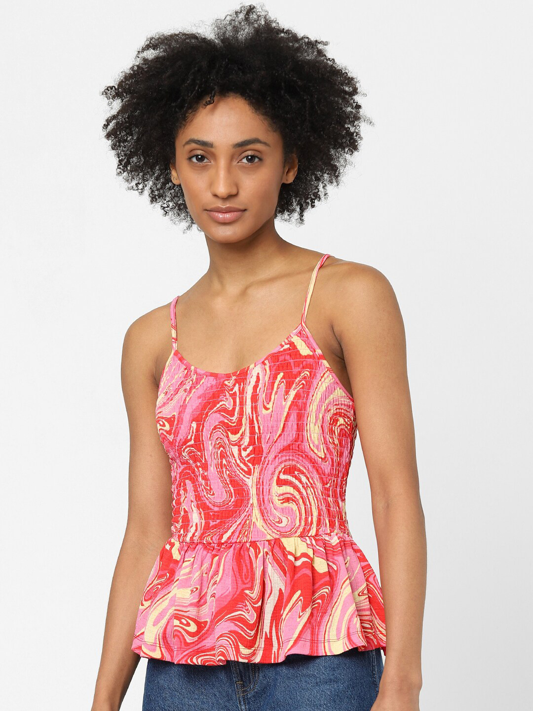 Buy ONLY Women Red Printed Peplum Top - Tops for Women 17901978 | Myntra