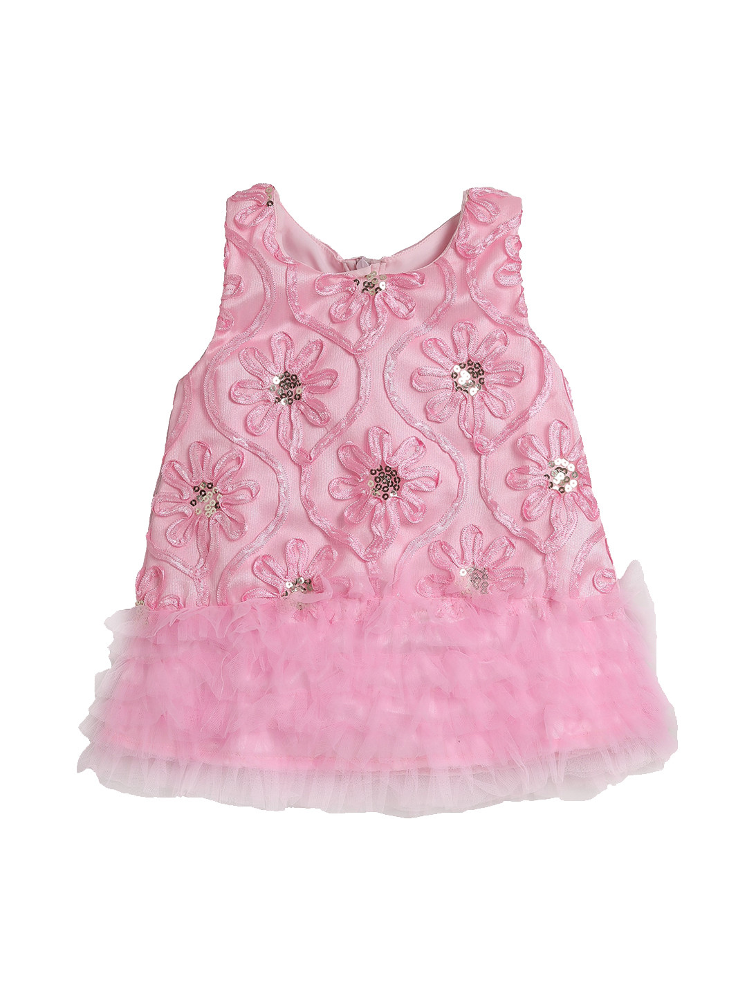 Buy MANY FROCKS & Pink Floral Net A Line Dress - Dresses for Girls ...