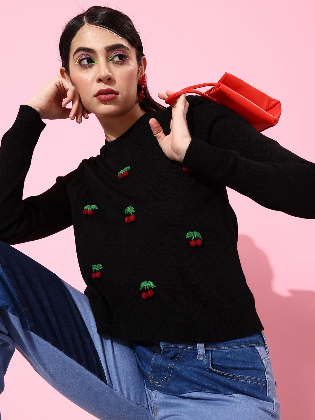 Buy 4WRD By Dressberry Women Stunning Black Quirky Knits Bits Sweater ... Buy 4WRD By Dressberry Women Stunning Black Quirky Knits Bits Sweater ...