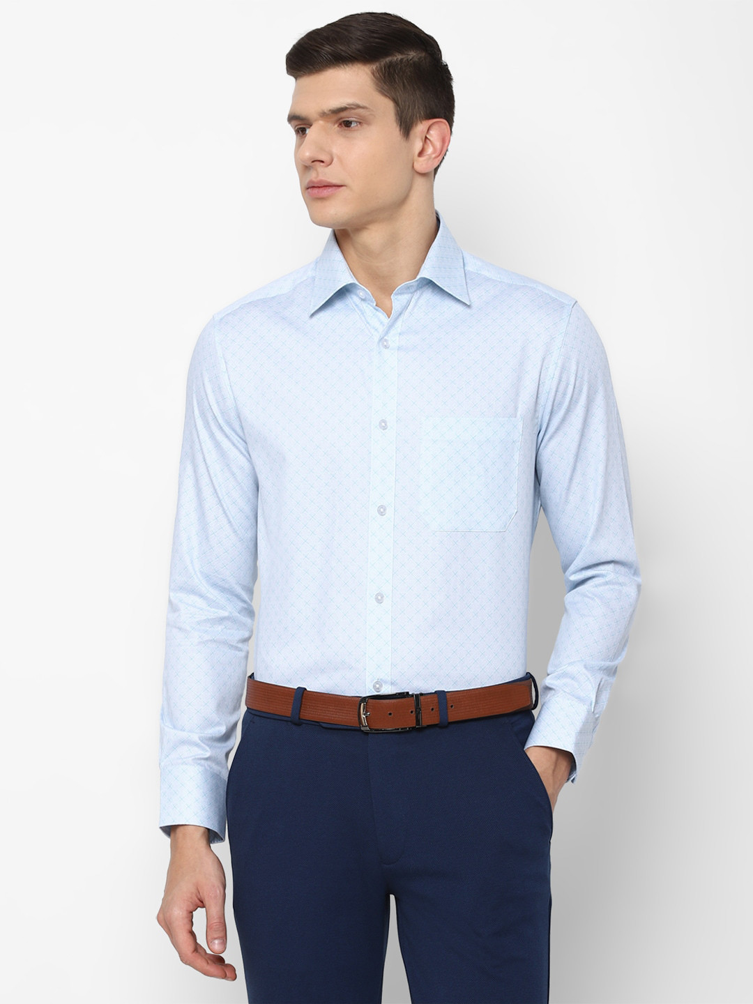 Buy Louis Philippe Men Blue Printed Pure Cotton Formal Shirt - Shirts ...