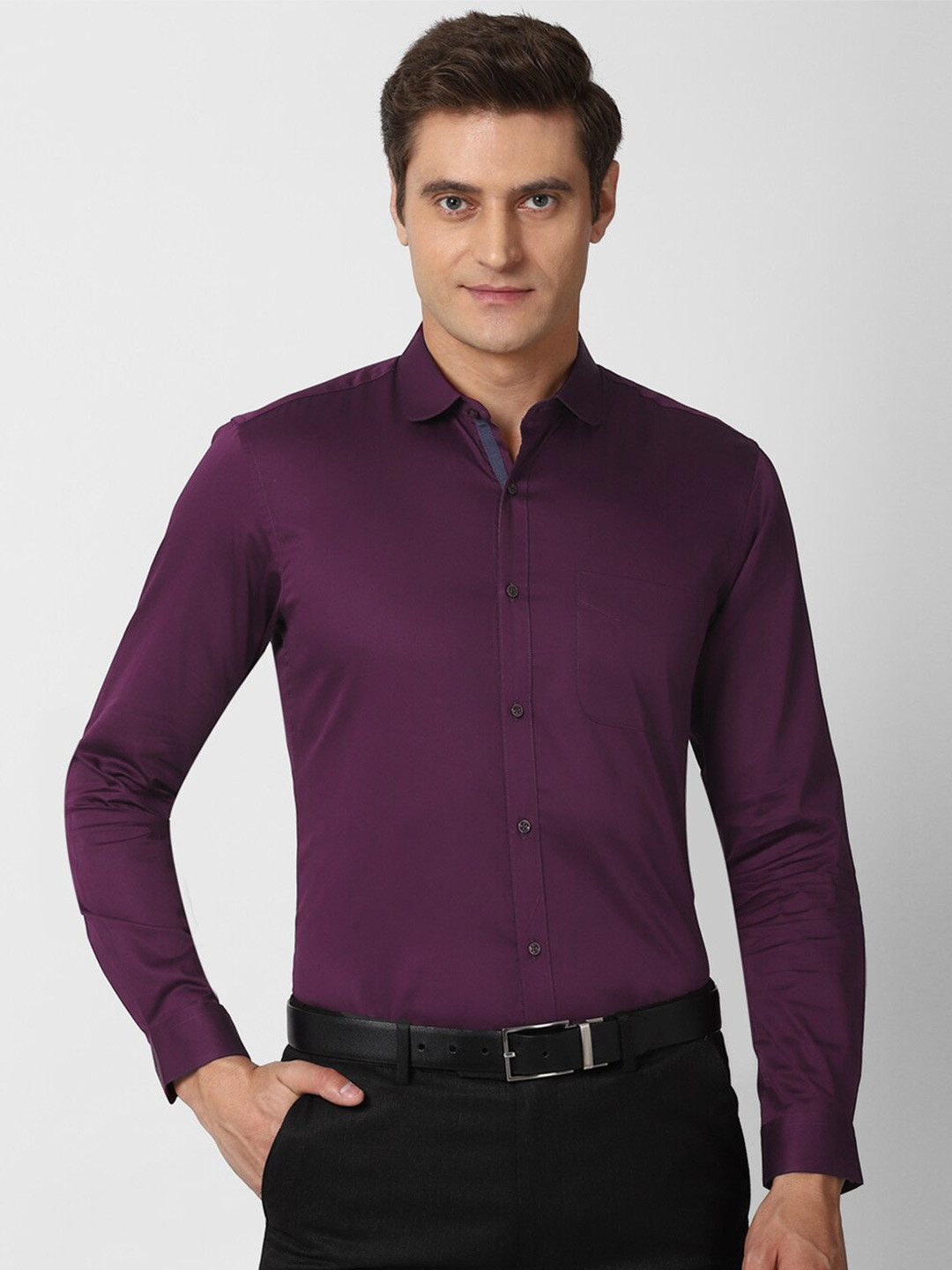 Buy Peter England Men Purple Pure Cotton Formal Shirt - Shirts for Men ...