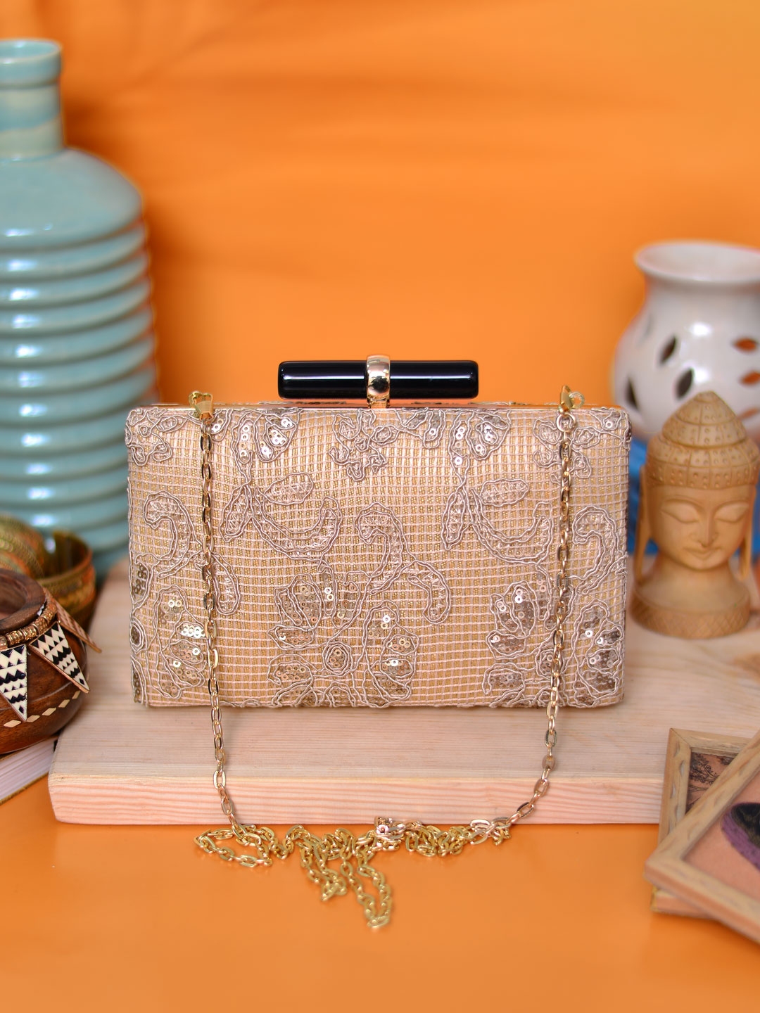 Buy Artklim Beige Embroidered Box Clutch Clutches For Women 17916176