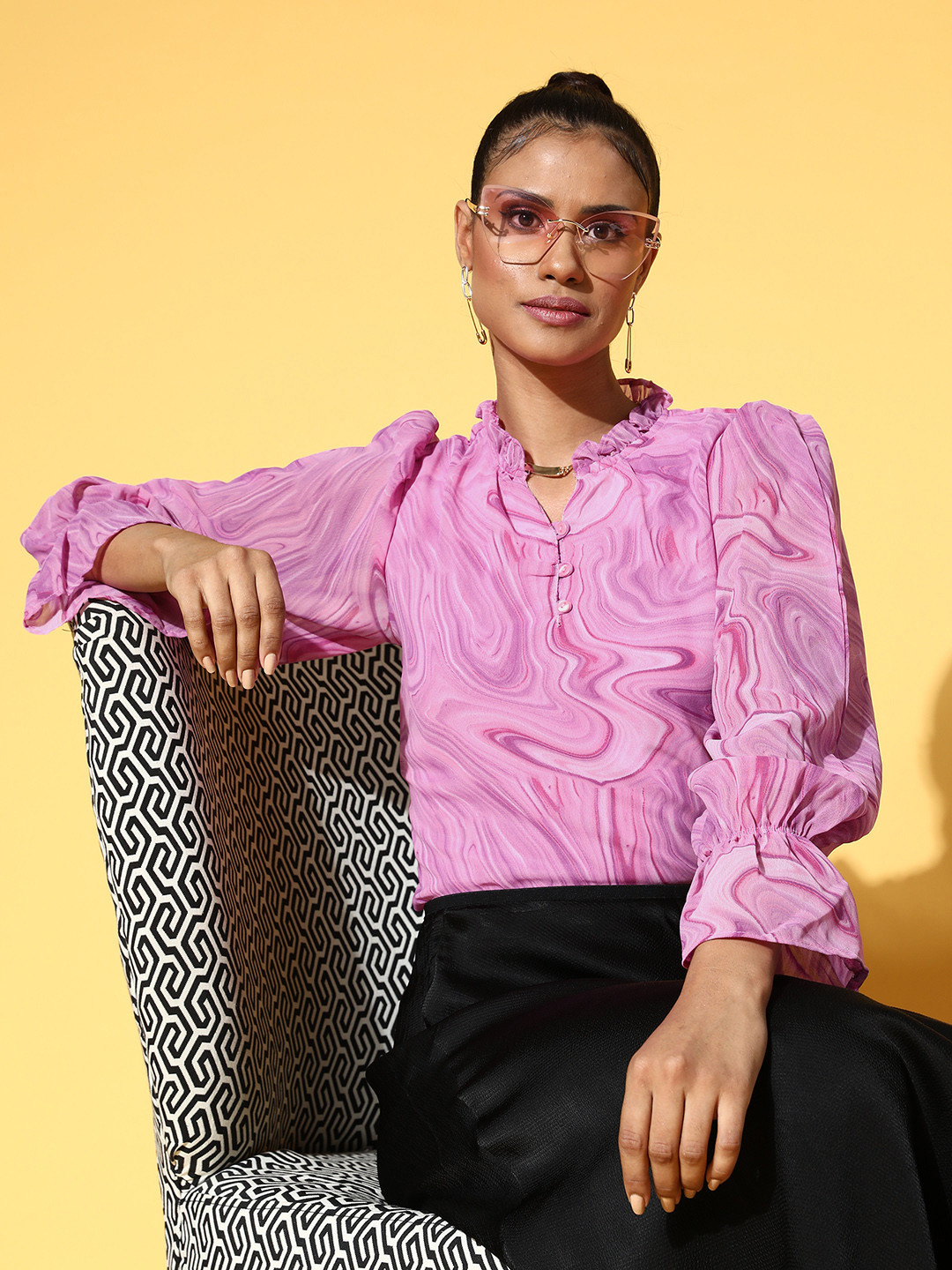 Buy PlusS Purple Abstract Print Georgette Top - Tops for Women 17916480 ...