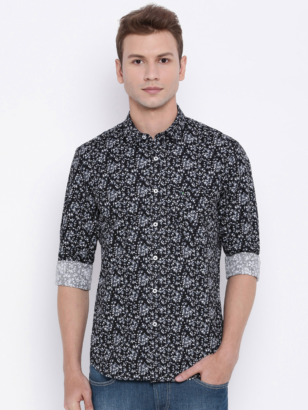 Buy Indigo Nation Men Black Slim Fit Printed Casual Shirt - Shirts for ...