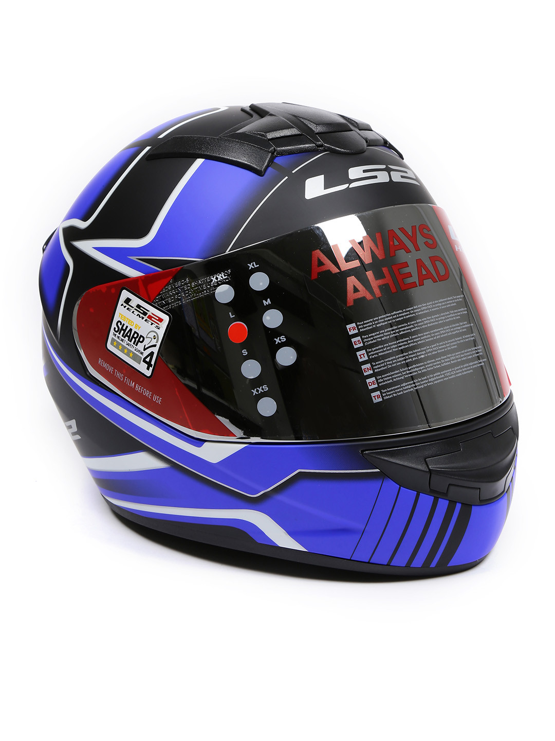 Buy LS2 Men Blue & Black Printed Max Matt Full Face Helmet FF 352 ...