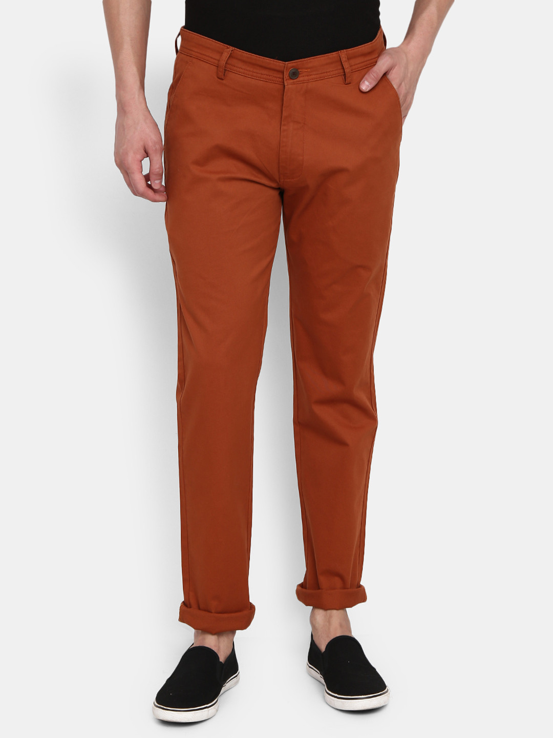 Buy V Mart Men Rust Slim Fit Easy Wash Chinos Trousers - Trousers for ...