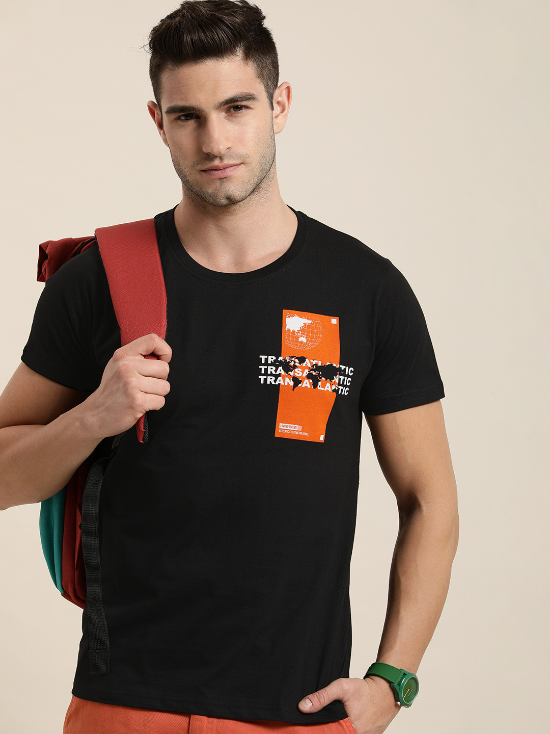 Buy Moda Rapido Men Black Typography Printed Pure Cotton T Shirt ...