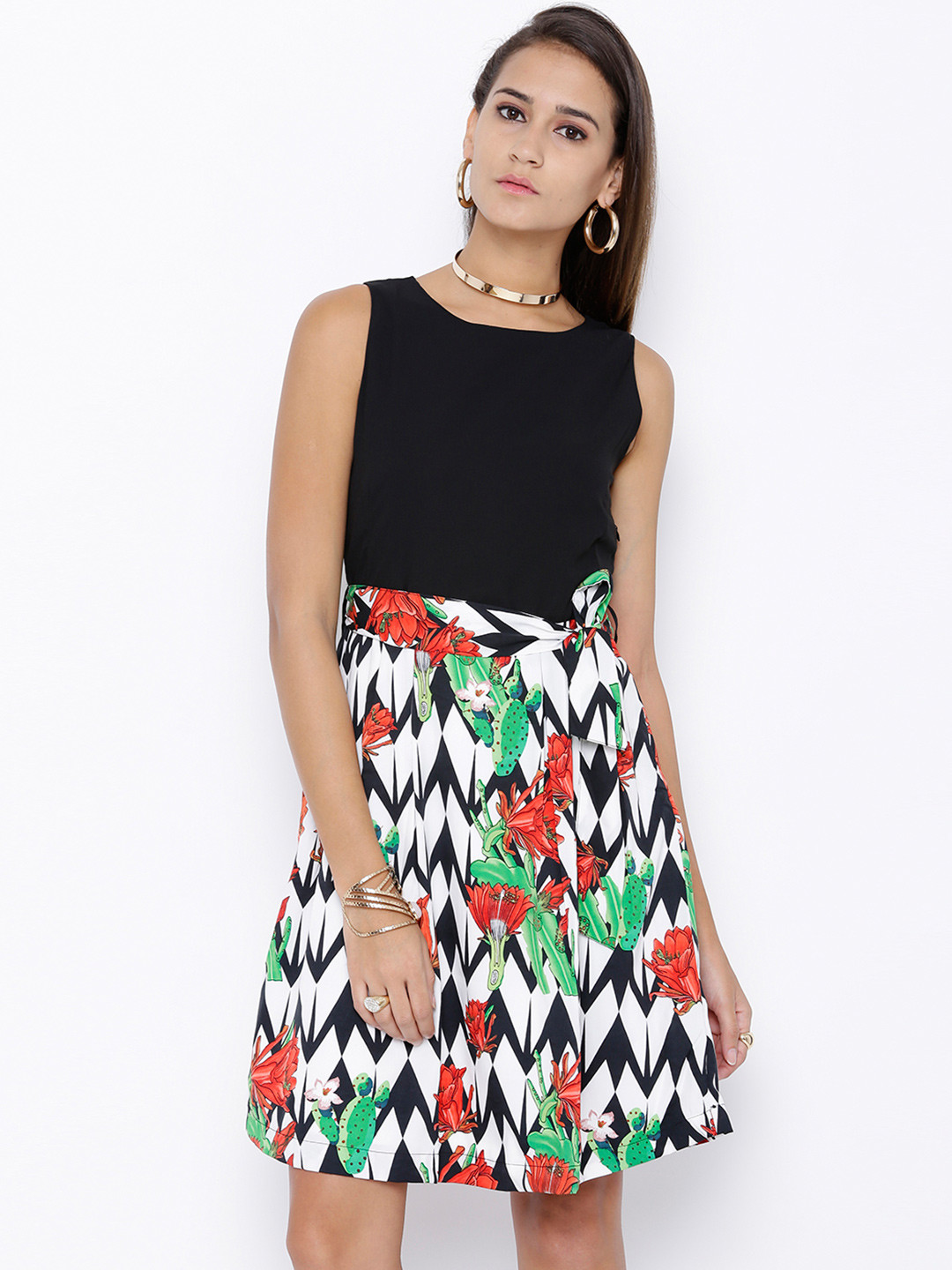 Buy Tokyo Talkies Women White Printed Fit And Flare Dress - Dresses for ...