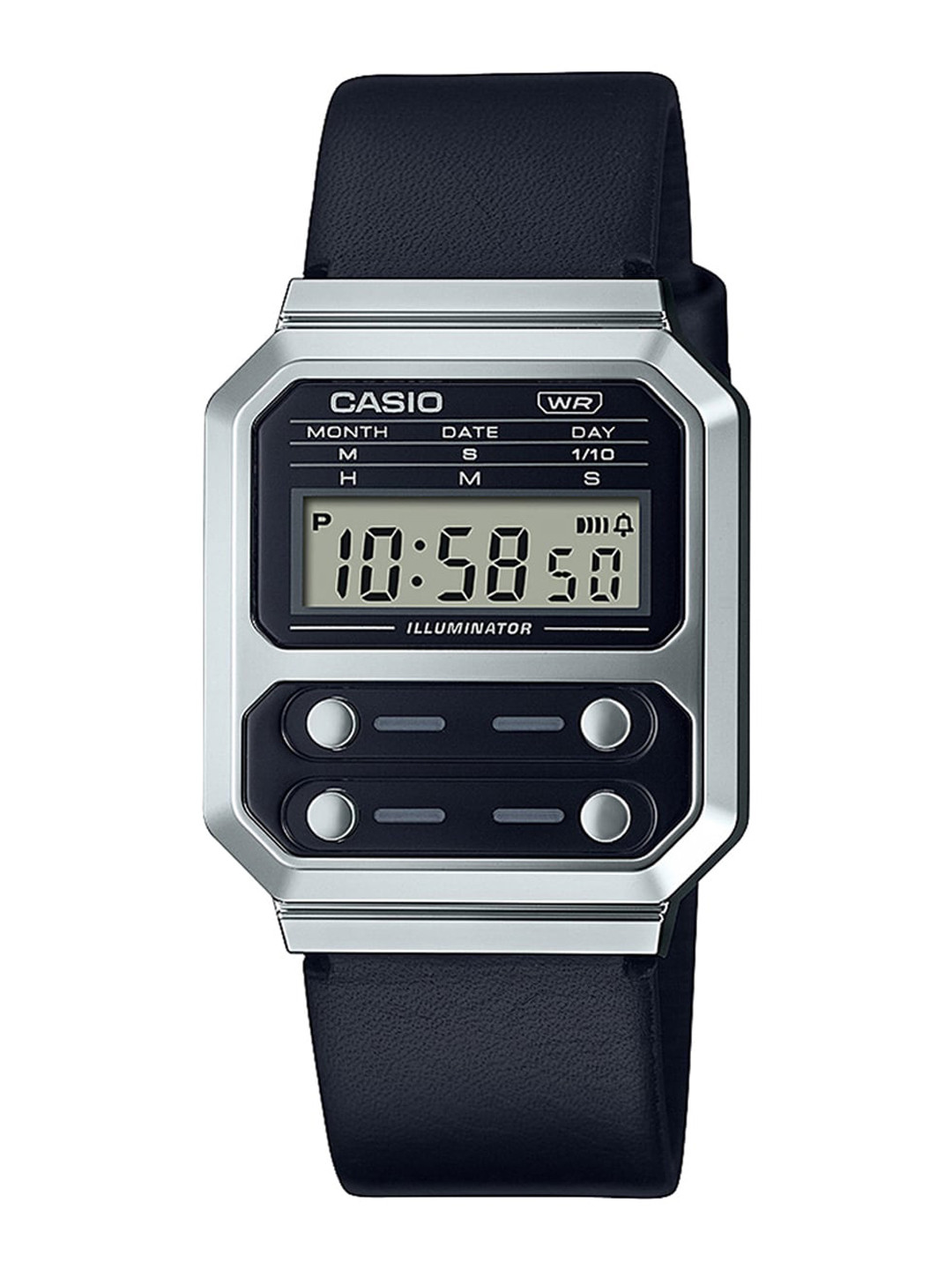 Buy CASIO Unisex Black Dial & Black Leather Straps Digital Watch D263 ...