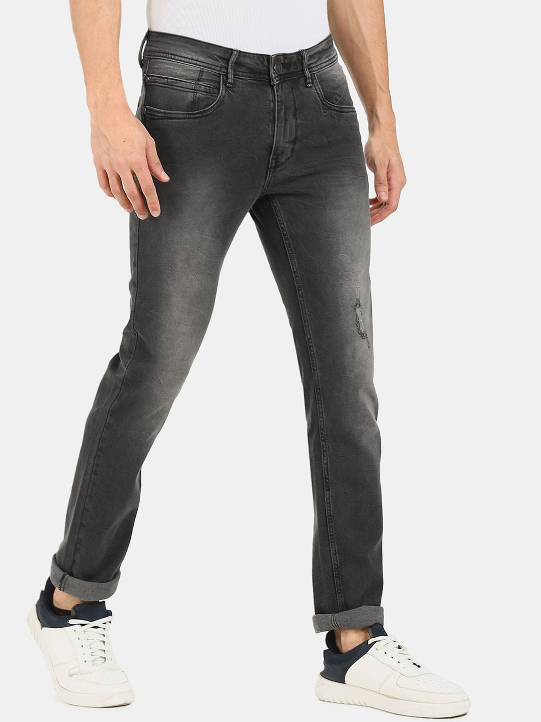 Buy Colt Men Black Low Distress Heavy Fade Jeans - Jeans for Men ...