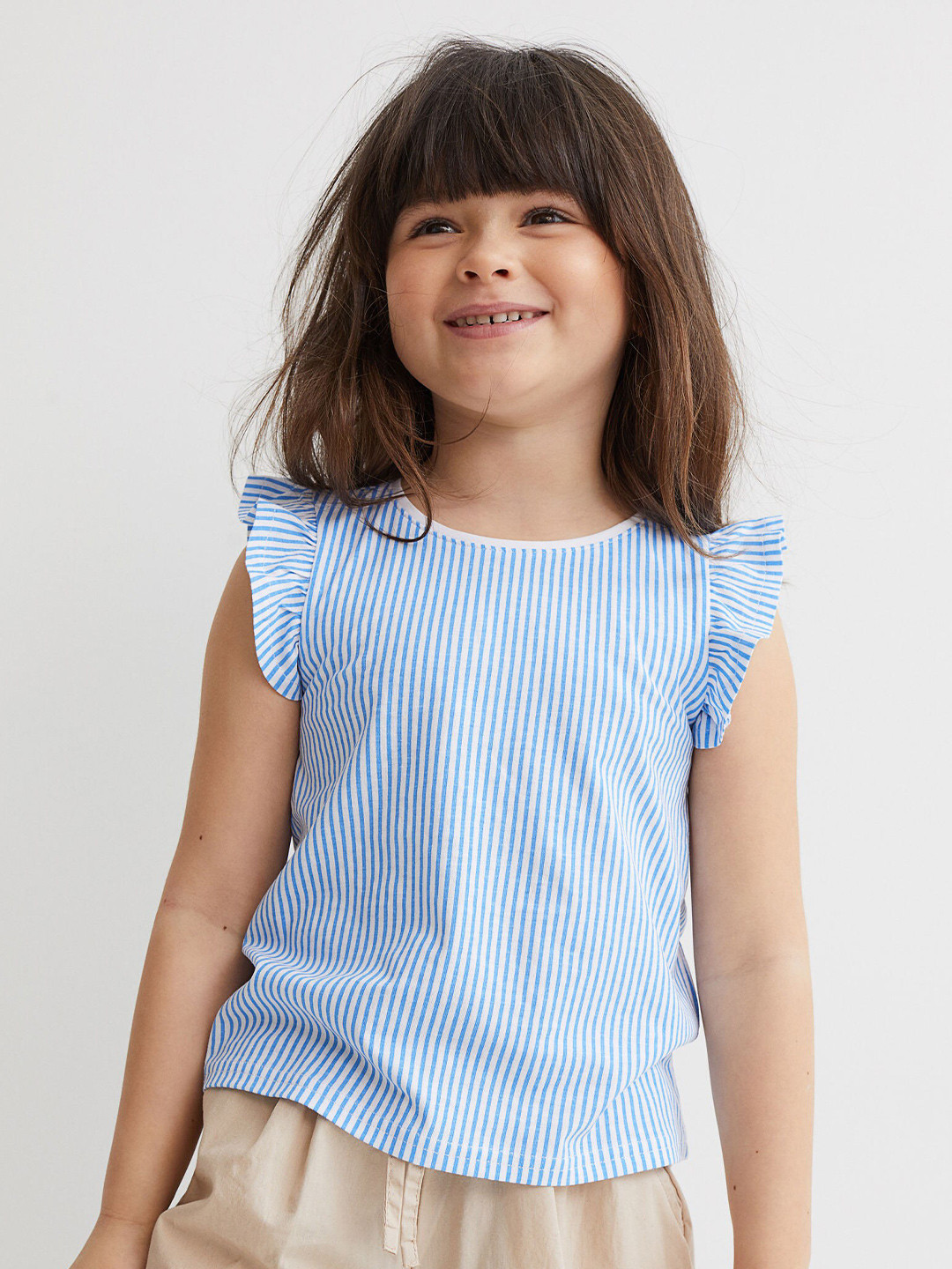 Buy H&M Girls Blue 3 Pack Flutter Sleeved Tops - Tops for Girls ...