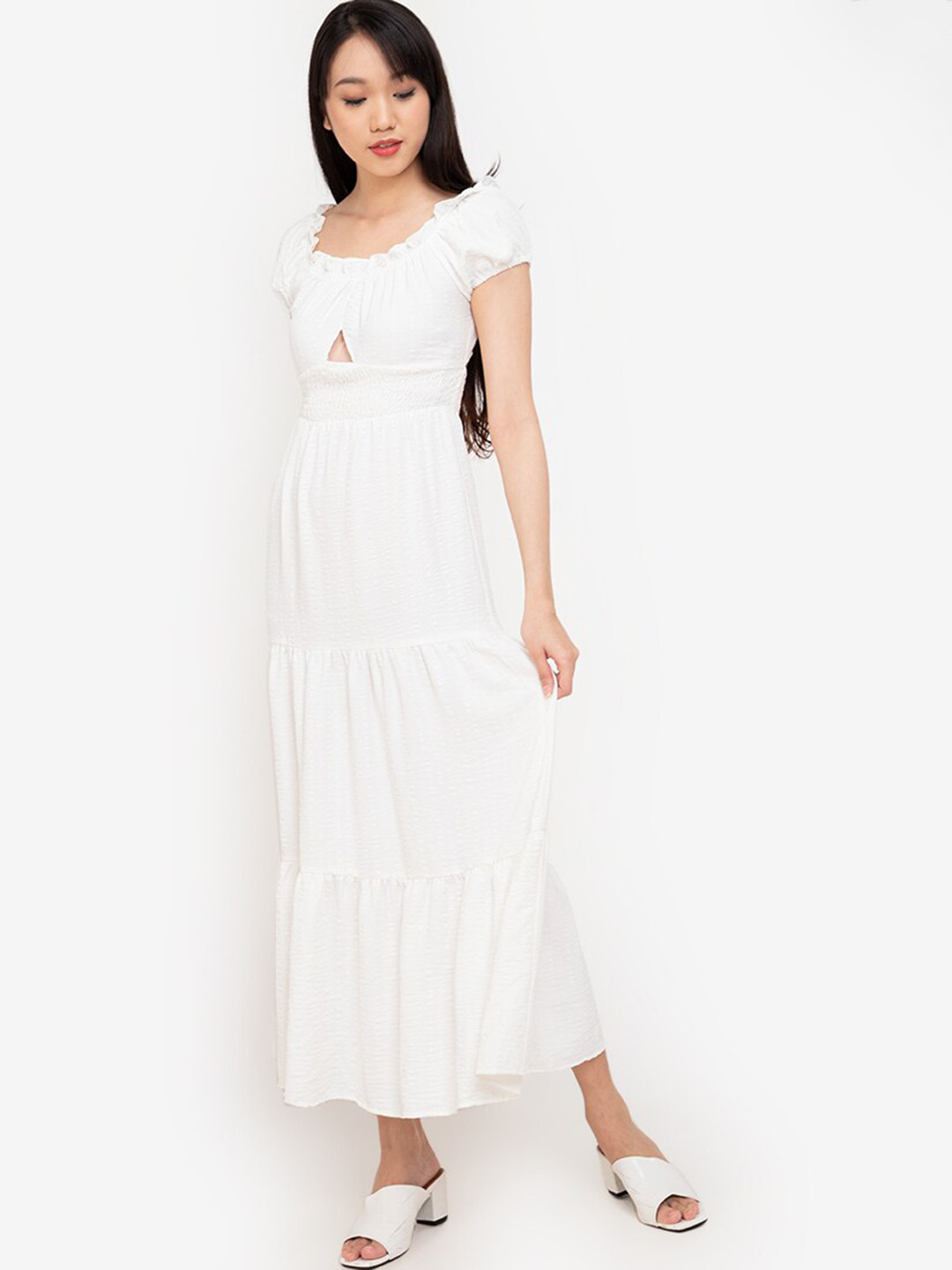 Buy ZALORA BASICS Women White Solid Maxi Dress - Dresses for Women ...