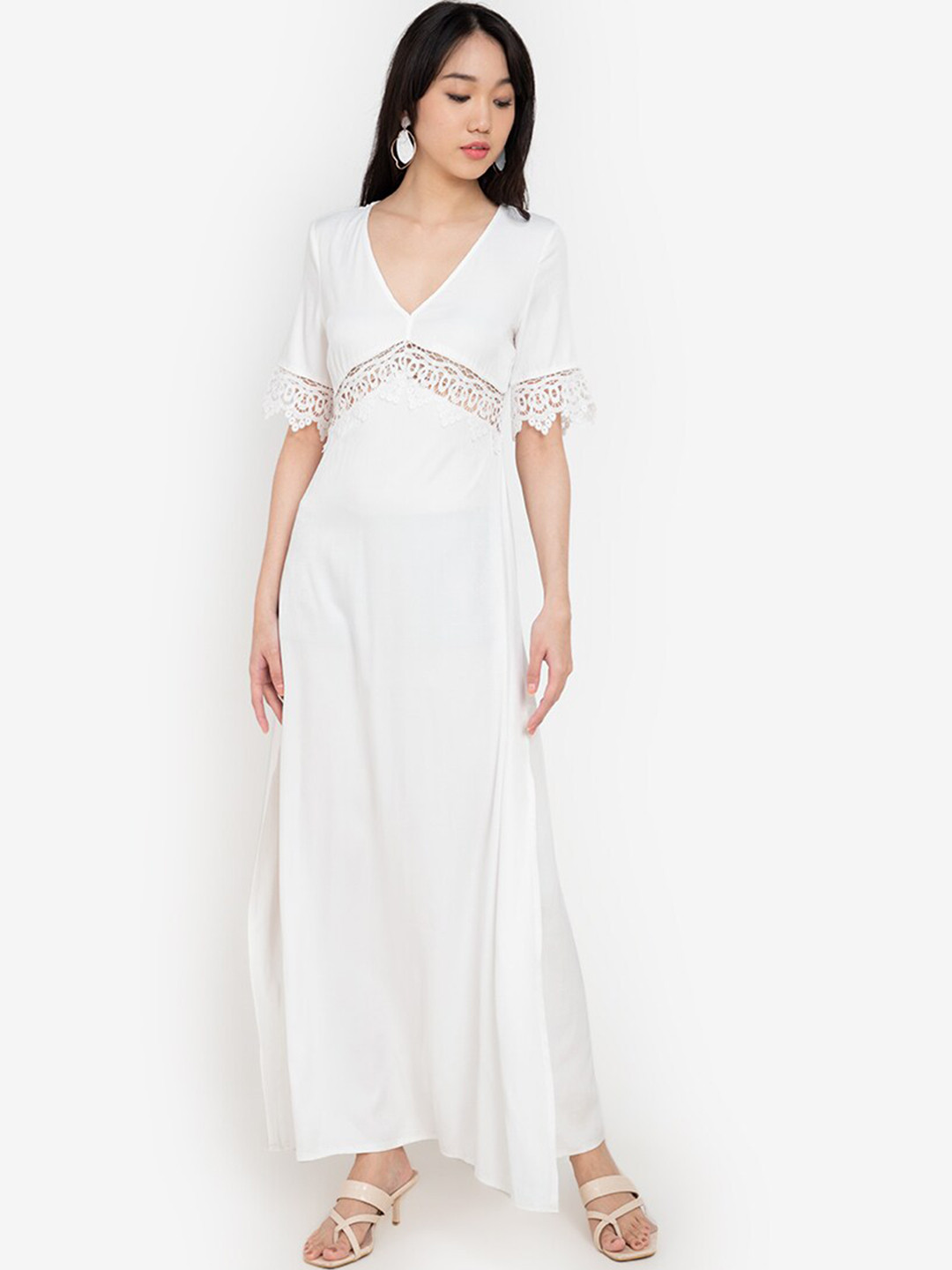 Buy ZALORA BASICS Women White Solid Maxi Dress - Dresses for Women ...