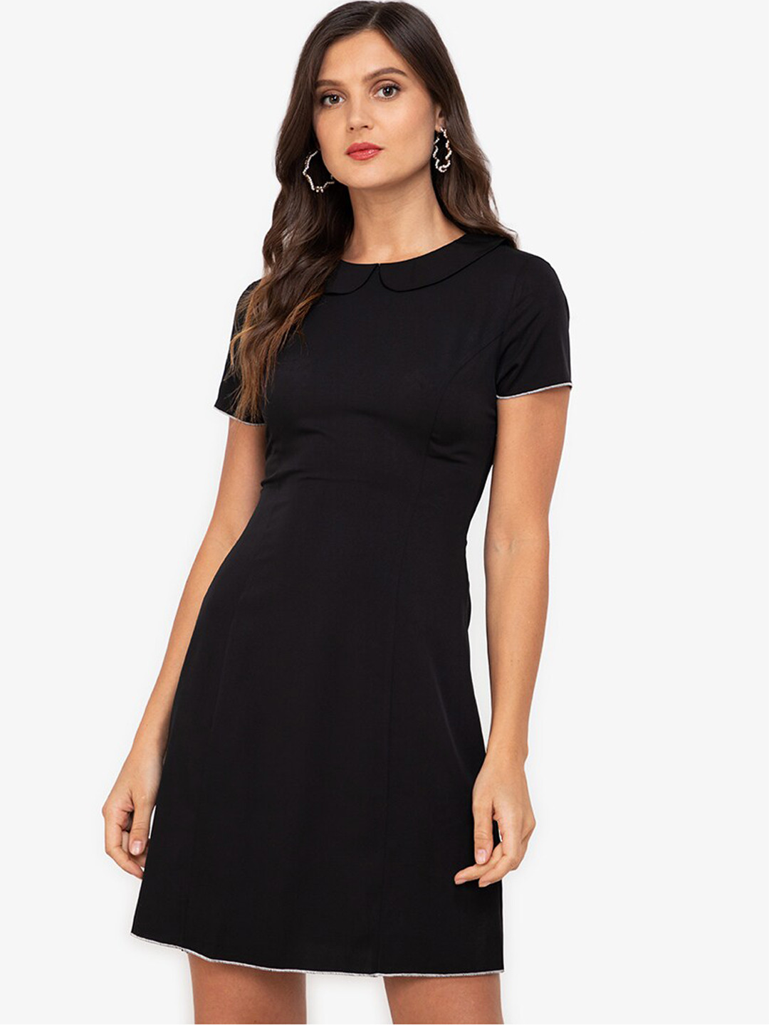 Buy ZALORA WORK Black Solid Peter Pan Collar Sheath Dress - Dresses for ...