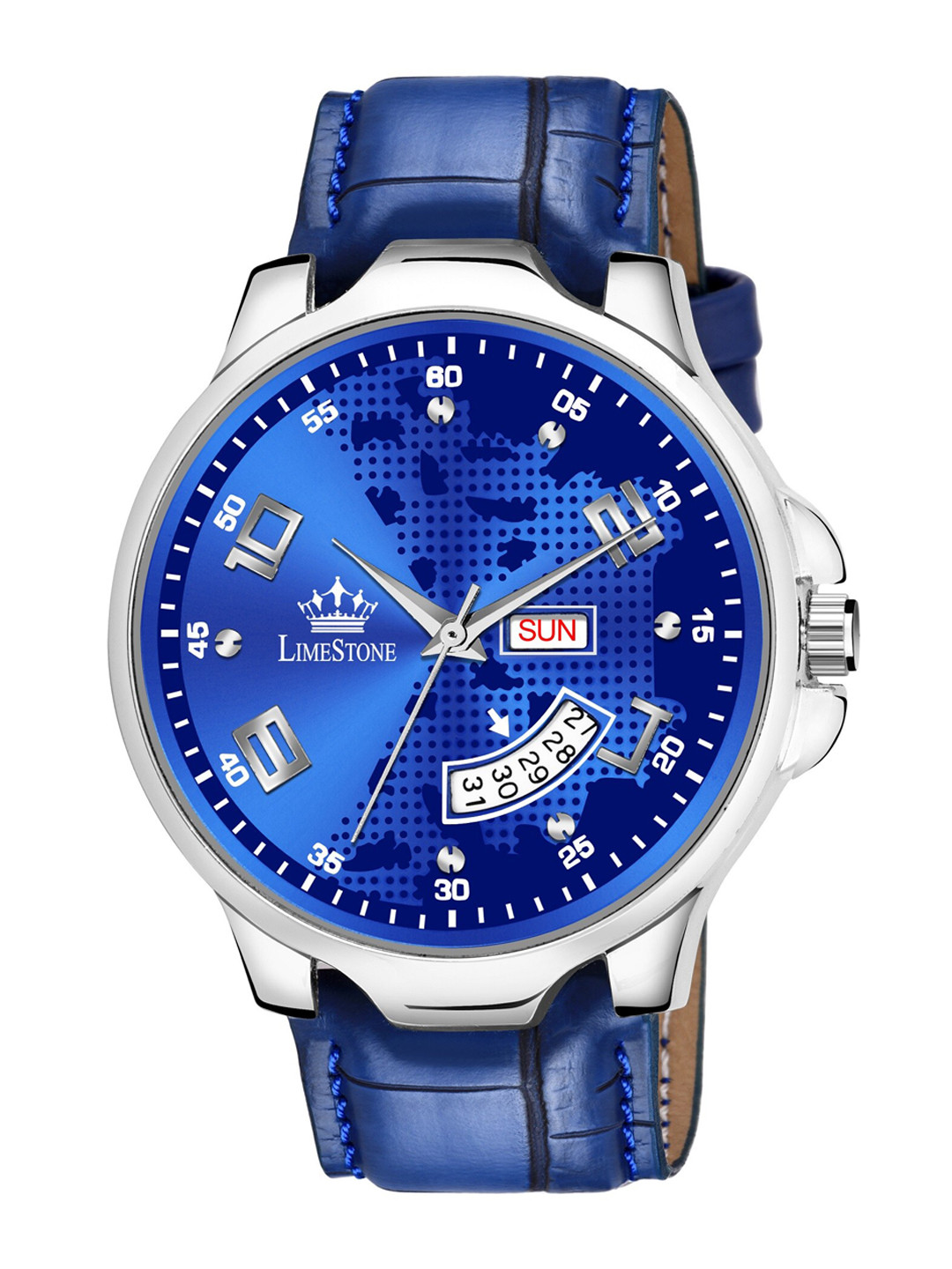 Buy LIMESTONE Men Brass Printed Dial & Leather Straps Analogue Watch ...