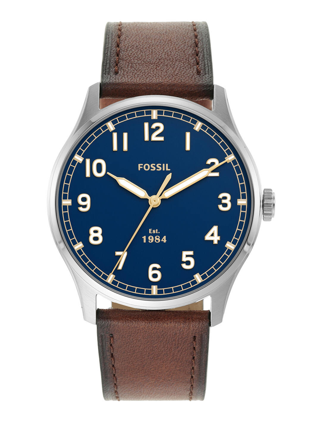 Buy Fossil Men Blue Dial & Brown Leather Straps Dayliner Analogue Watch ...