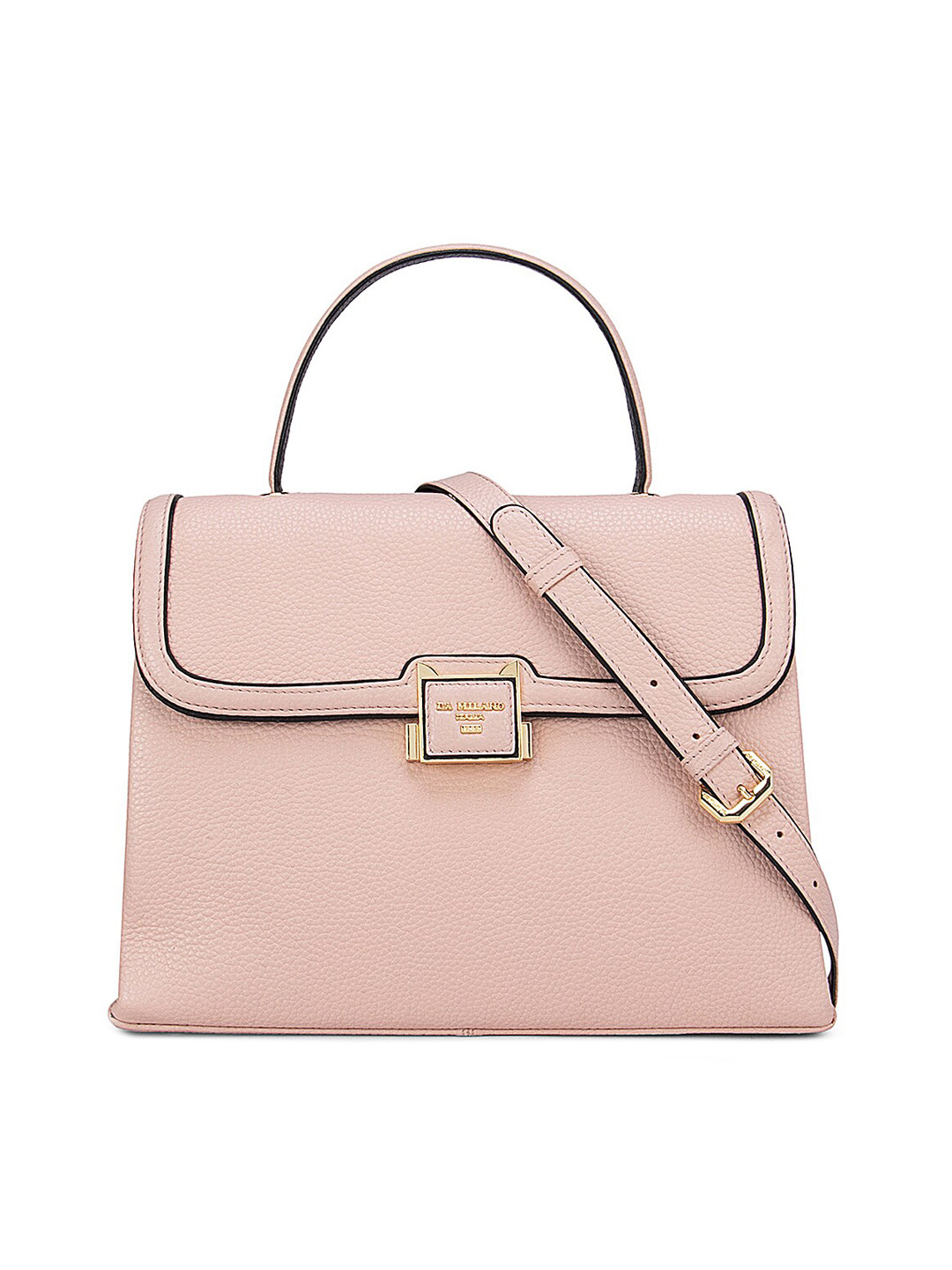 Buy Da Milano Pink Leather Structured Satchel - Handbags for Women ...