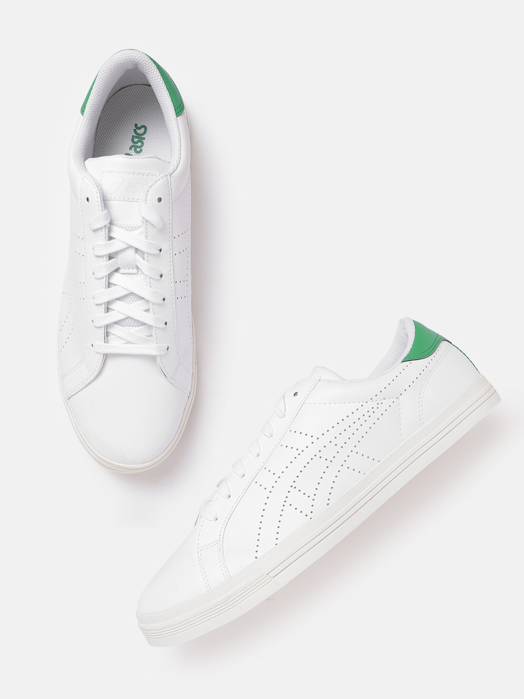 Buy ASICS Men White & Green Perforated Lytecourt Sneakers - Casual ...