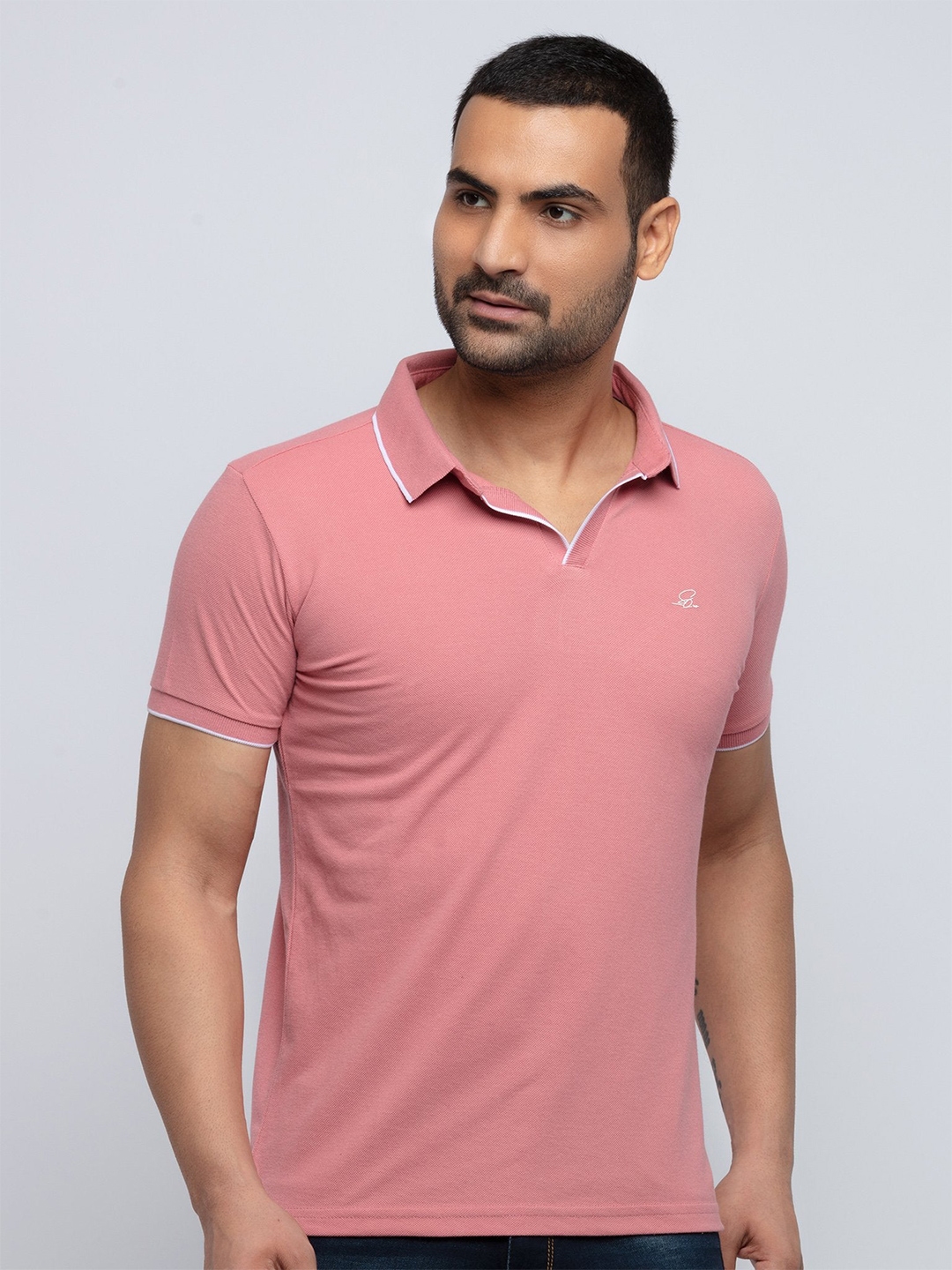 Buy Status Quo Men Coral Polo Collar Cotton T Shirt Tshirts For Men