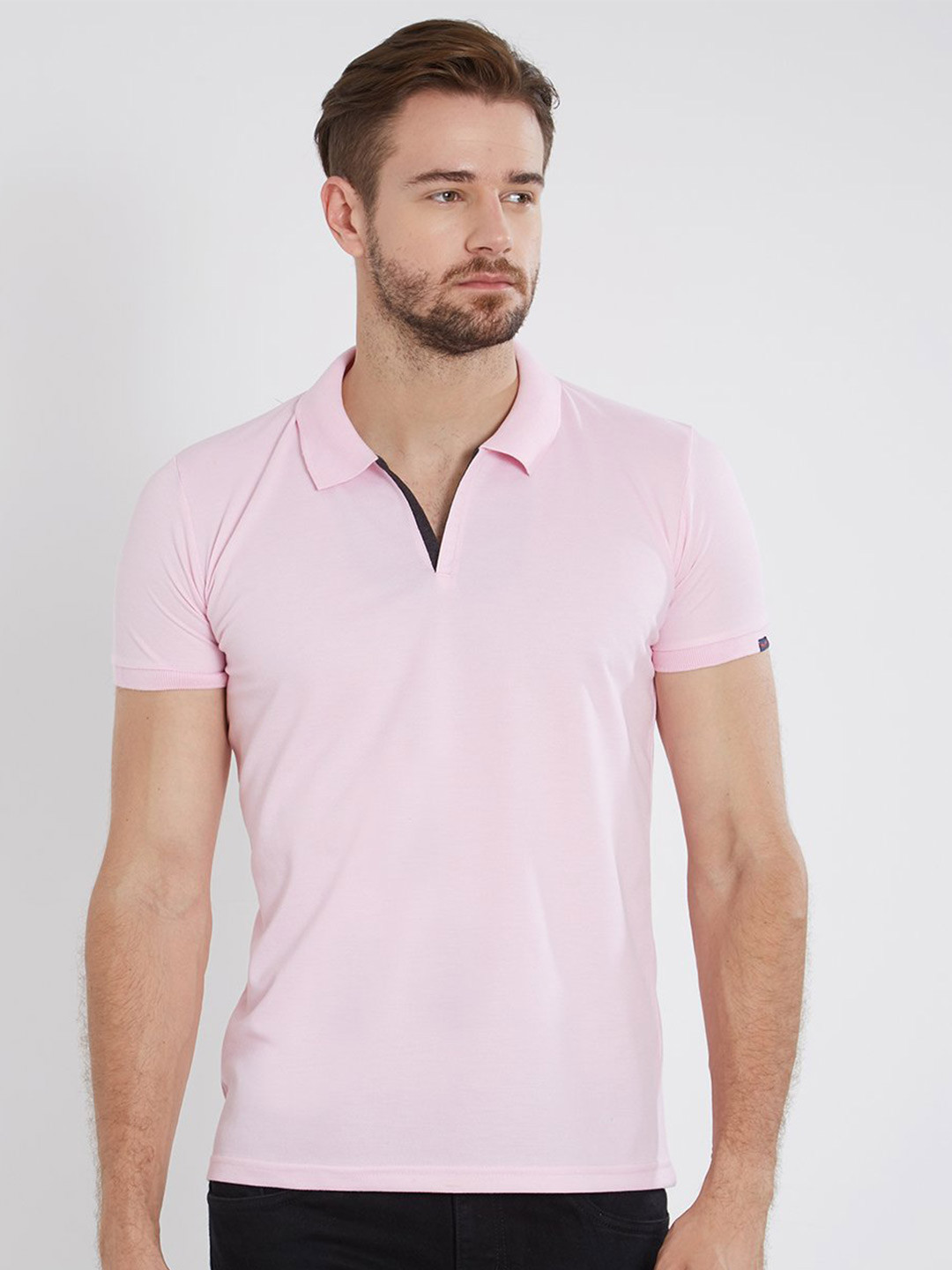 Buy Status Quo Men Pink Solid Polo Collar T Shirt - Tshirts for Men ...