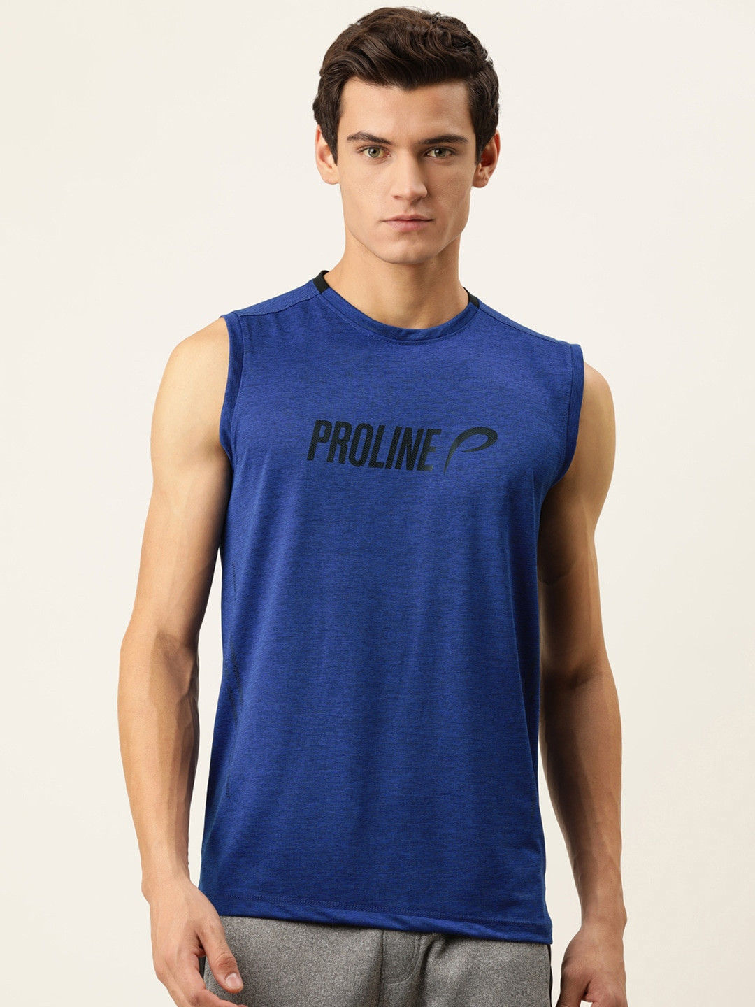 Buy Proline Active Men Blue Brand Logo Printed Sleeveless T Shirt ...