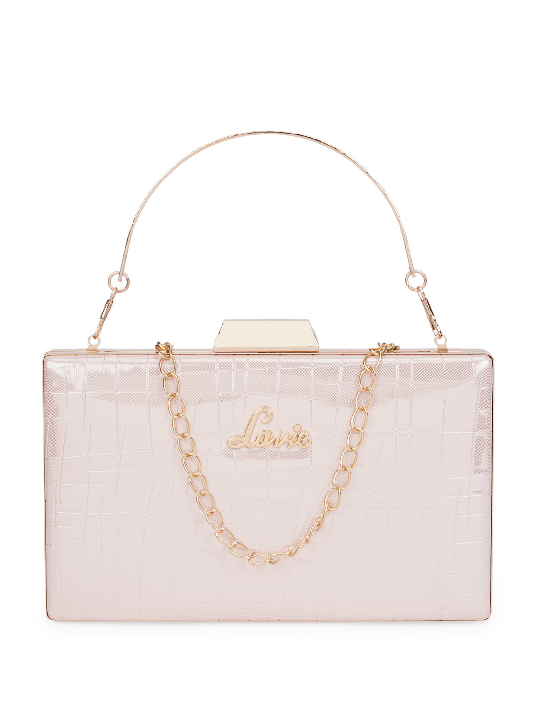 Buy Lavie Glimmer Pink Textured Framed Box Clutch - Clutches for Women ...