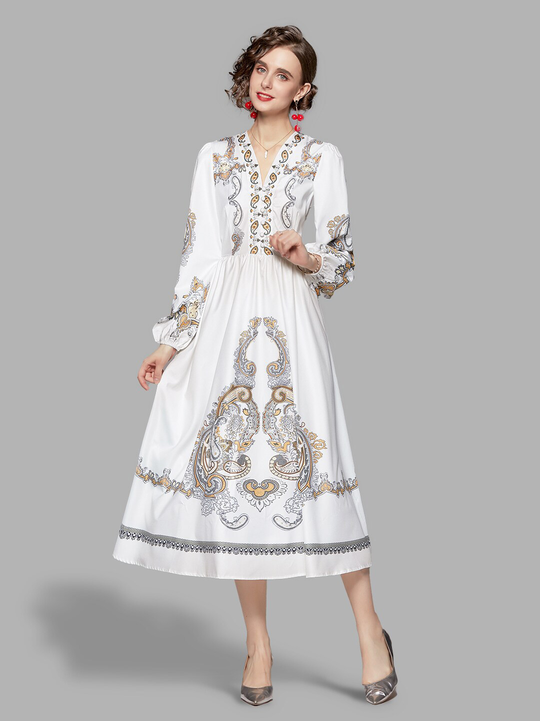Buy JC Collection Women White Ethnic Motifs Midi Dress - Dresses for ...