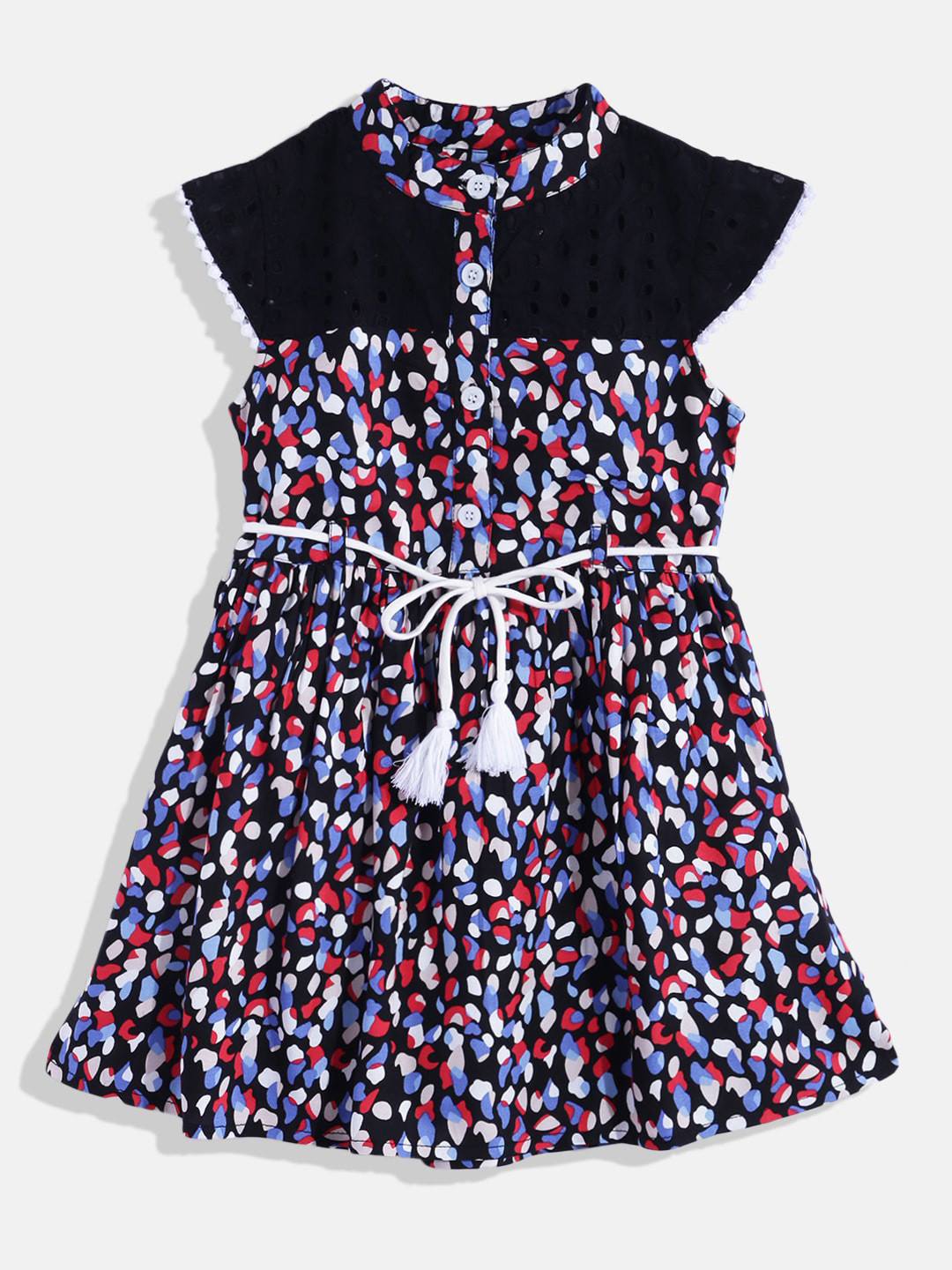 Buy Bella Moda Black Floral Dress 100% Cotton - Dresses for Girls ...