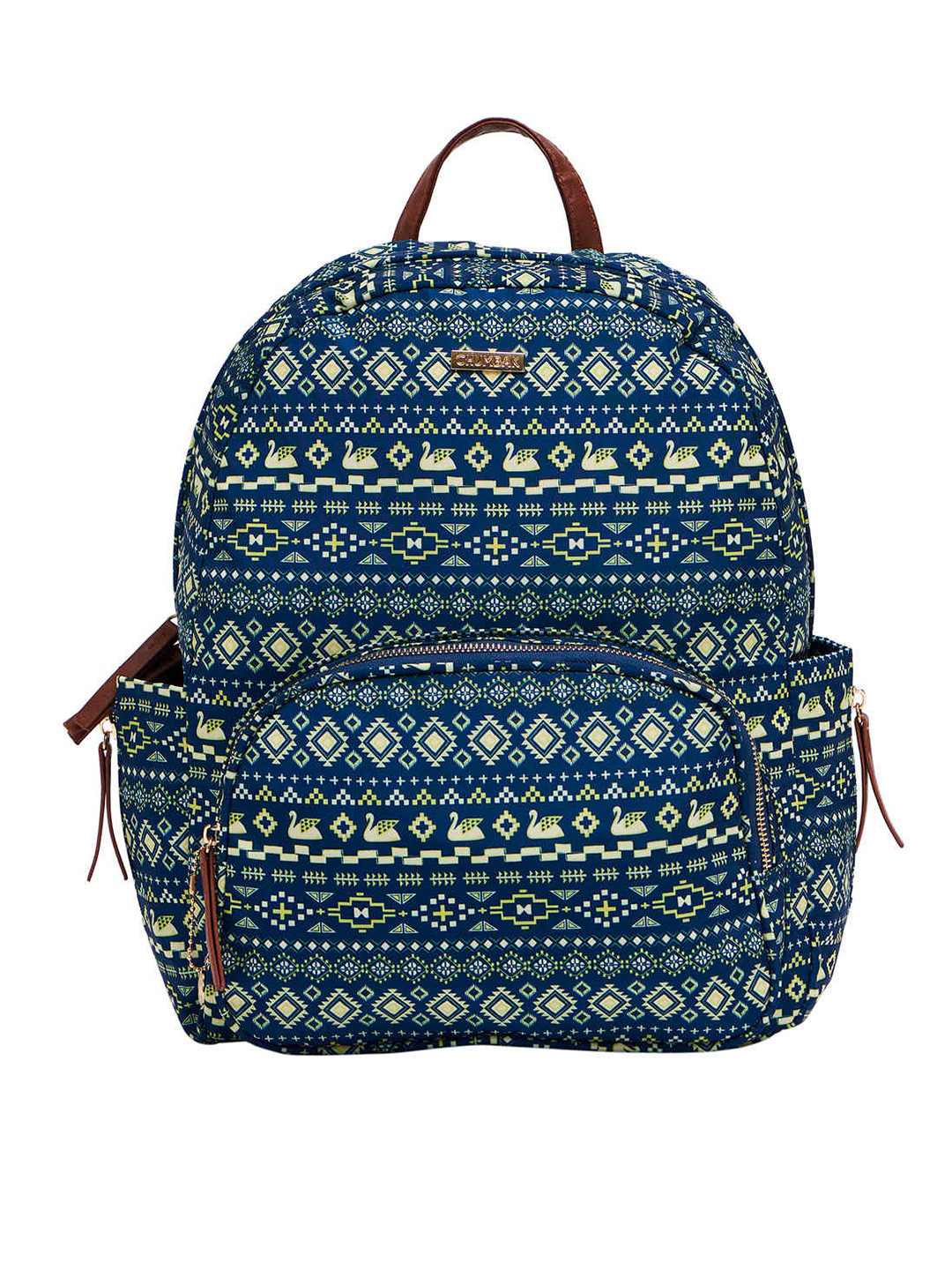 Buy Chumbak Women Blue & Yellow Geometric Backpack - Backpacks for ...