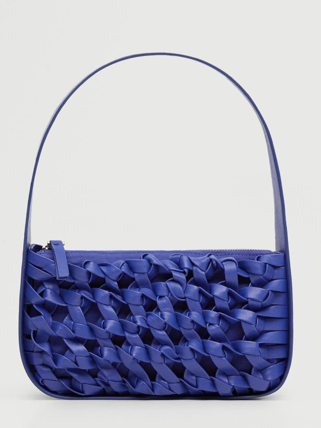 Buy MANGO Women Purple Woven Design Structured Baguette Bag - Handbags ...