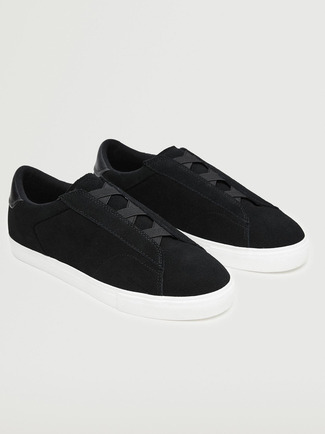 Buy MANGO MAN Men Black Leather Slip On Sneakers - Casual Shoes for Men ...