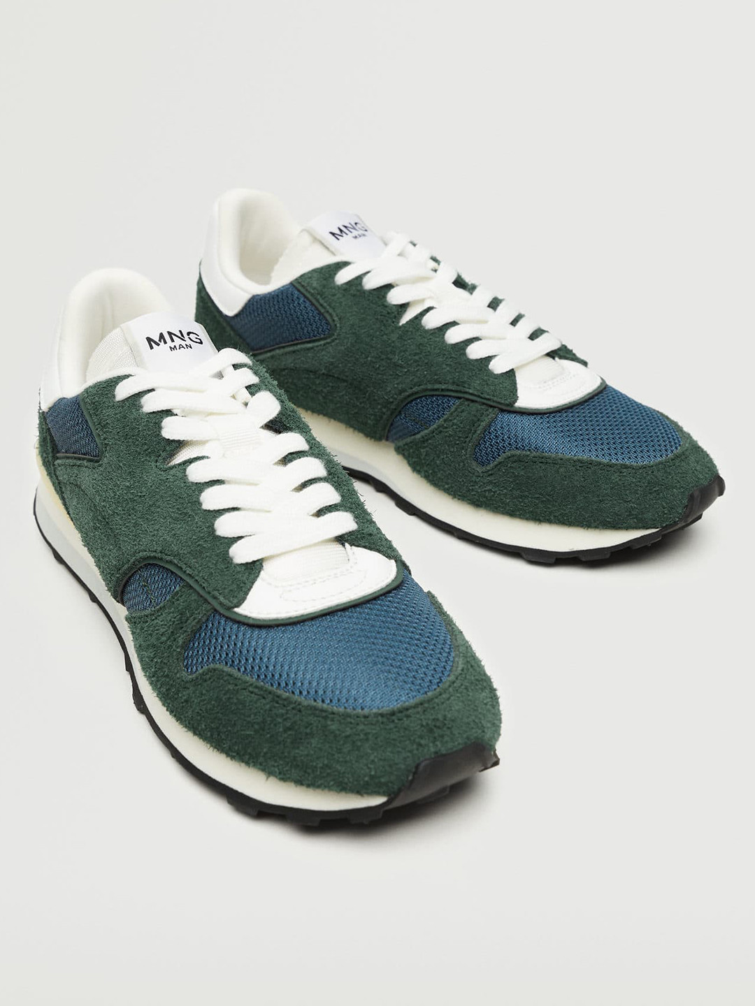 Buy MANGO MAN Men Teal Blue & Green Colourblocked Sneakers - Casual ...
