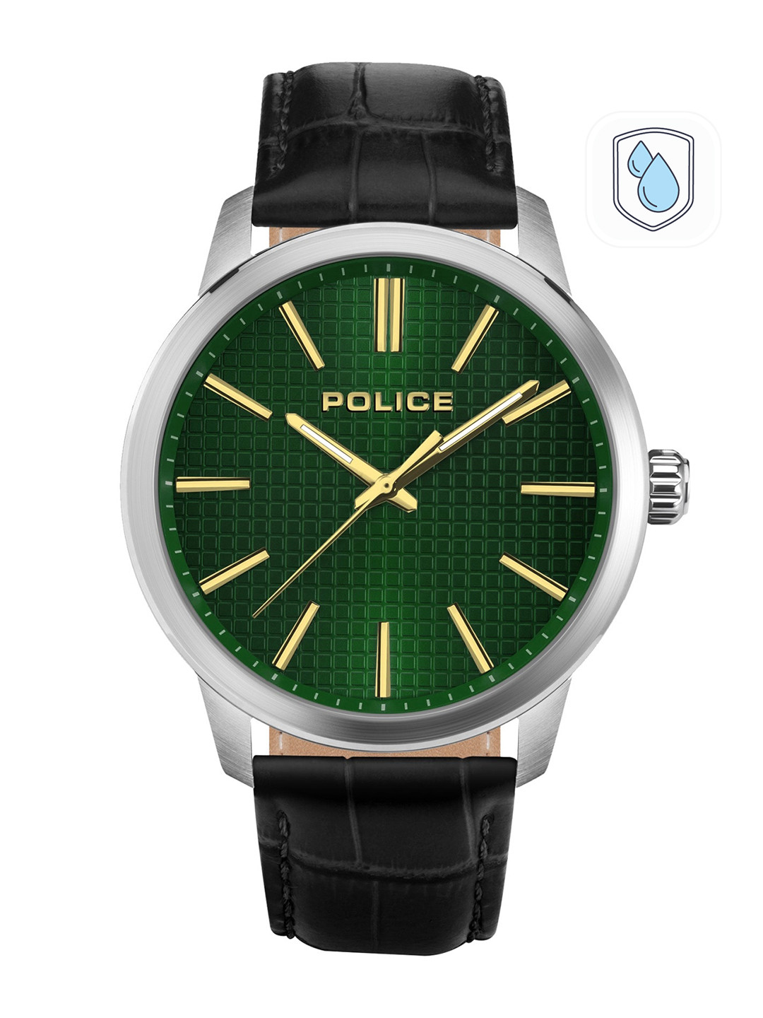 Buy Police Men Green Dial & Black Leather Straps Analogue Watch ...