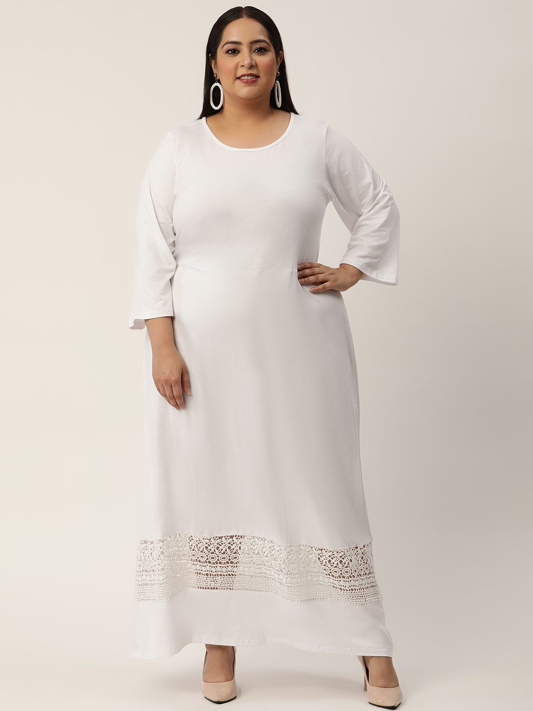 Buy Revolution Plus Size White A Line Maxi Dress - Dresses for Women ...