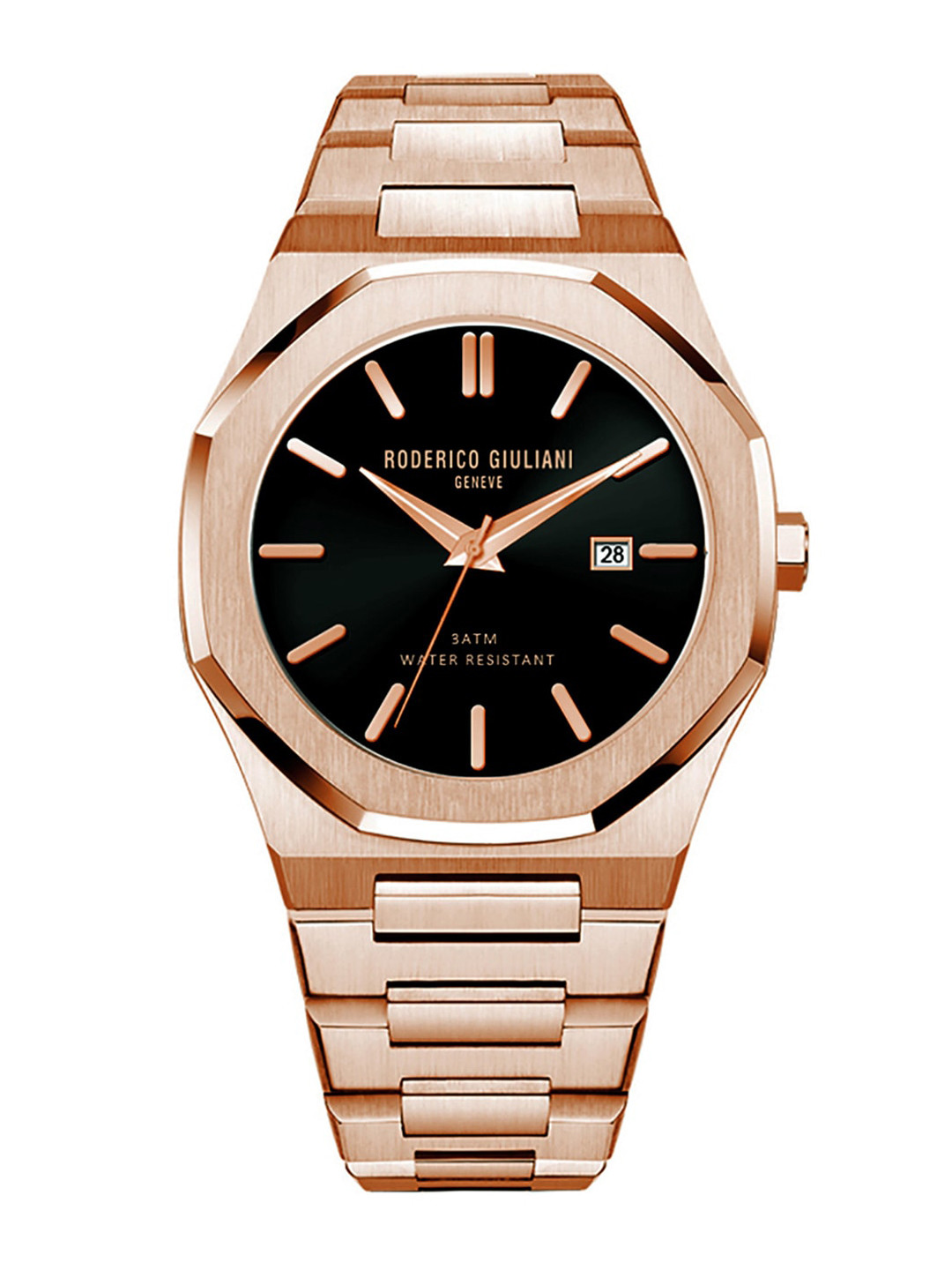 Buy RODERICO GIULIANI Unisex Black Dial & Rose Gold Toned Analogue ...