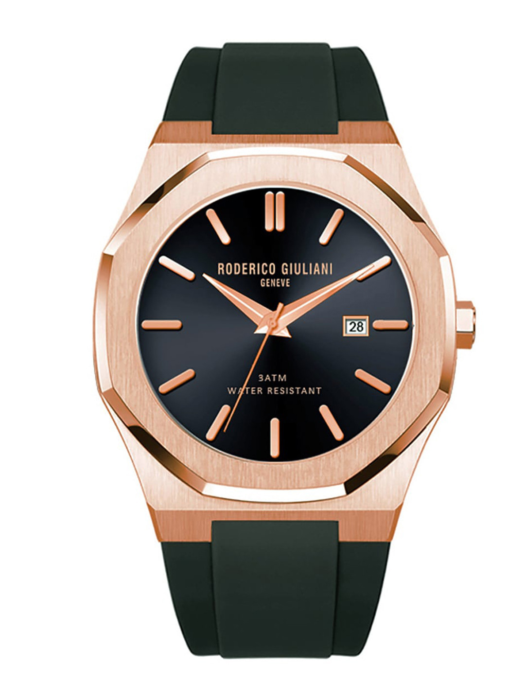 Buy RODERICO GIULIANI Unisex Rose Gold Toned Dial & Black Straps ...