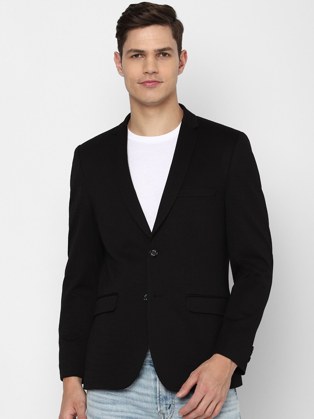 Buy Allen Solly Men Black Single Breasted Casual Blazer - Blazers for ...