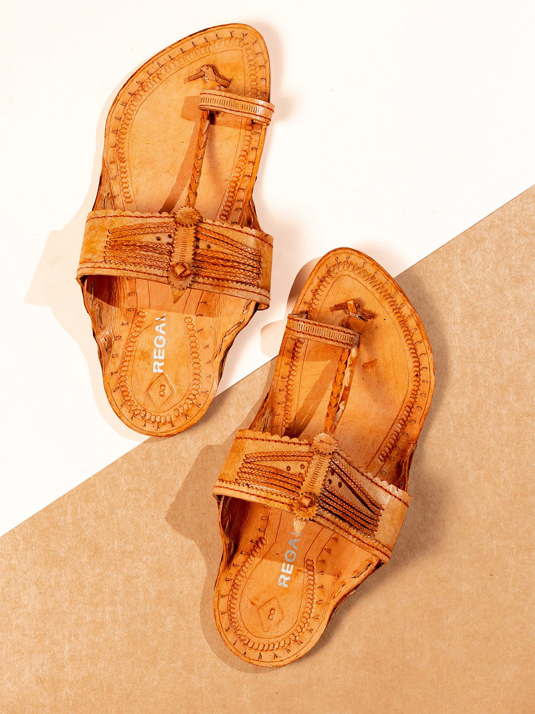 Buy Regal Men Tan Ethnic Leather Kolhapuris - Sandals for Men 17973806 ...