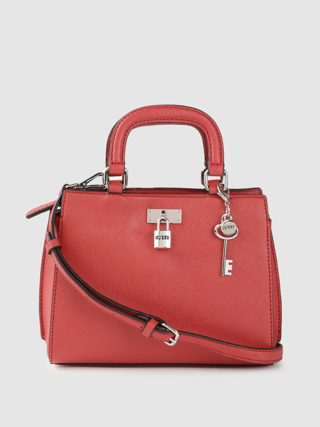 Buy GUESS Women Red Solid Structured Handheld Bag - Handbags for Women ...