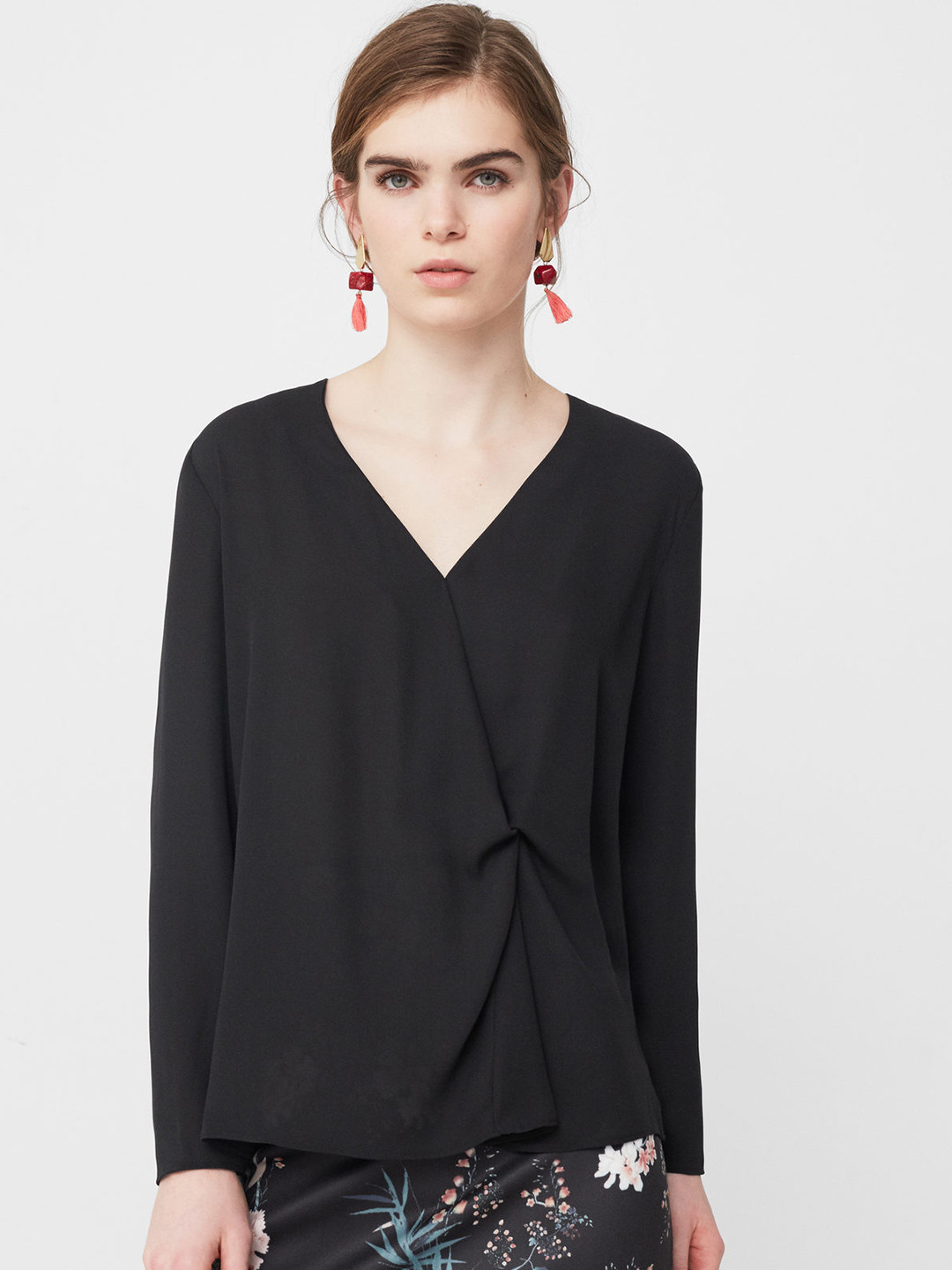 Buy MANGO Women Black Wrap Top - Tops for Women 1798632 | Myntra