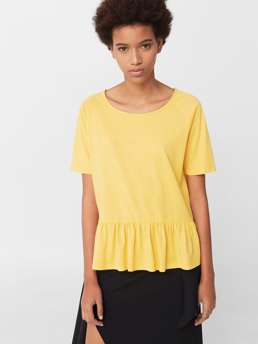 Buy MANGO Women Yellow Pure Cotton Top - Tops for Women 1798692 | Myntra