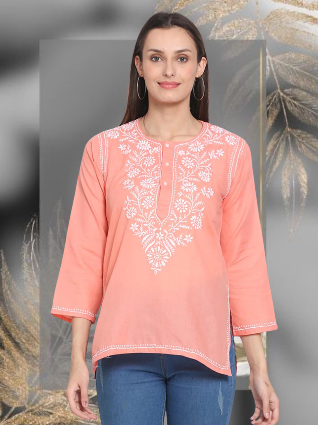 Buy PARAMOUNT CHIKAN Women Embroidered Lucknowi Chikankari Cotton Kurti ...