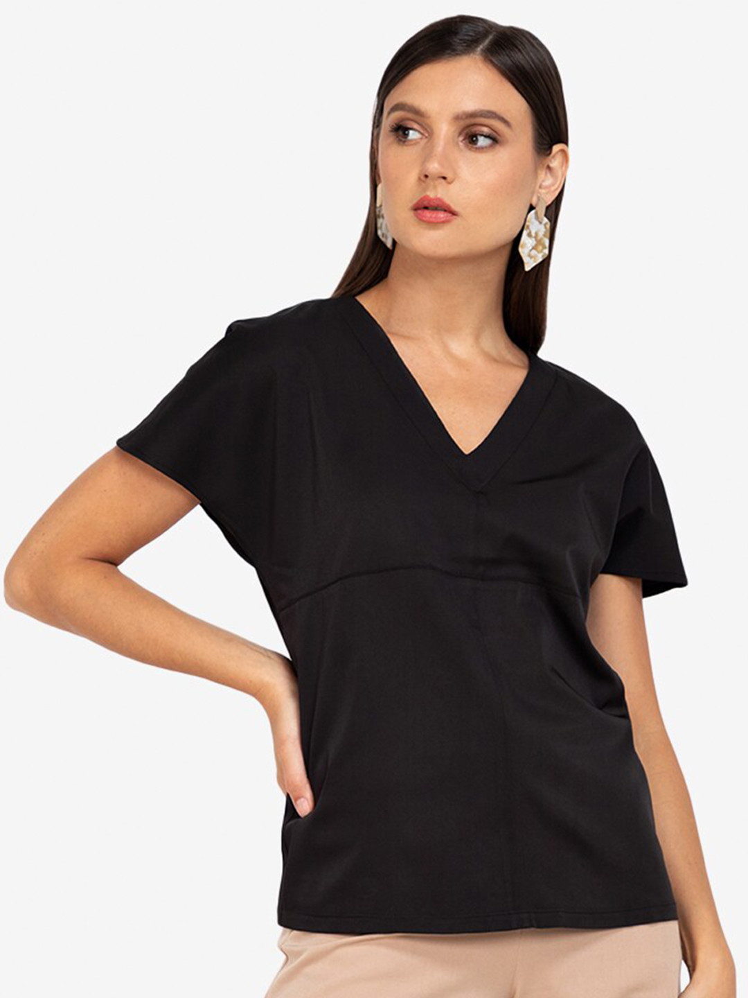 Buy ZALORA WORK Black Solid Top - Tops for Women 17991634 | Myntra