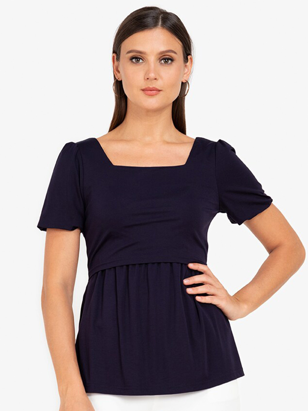 Buy ZALORA WORK Women Navy Blue Solid Top - Tops for Women 17991696 ...