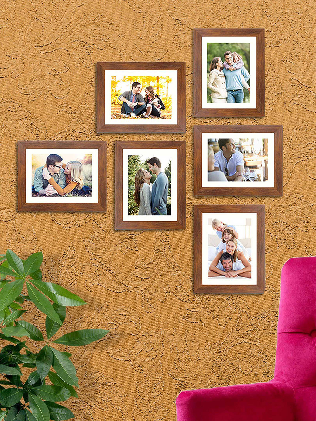 Buy Art Street Set Of 6 Brown Wall Photo Frames - Photo Frames for ...